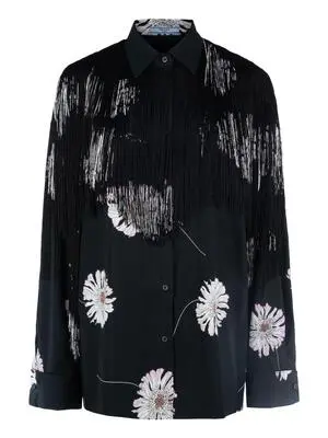 Prada PRADA Floral Fringe Button Up Shirt Multicolor