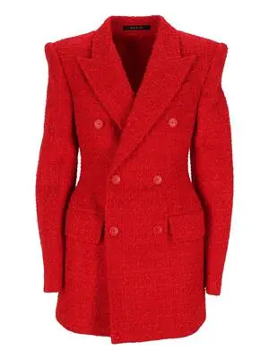 Balenciaga Tweed Blazer Jacket - Red