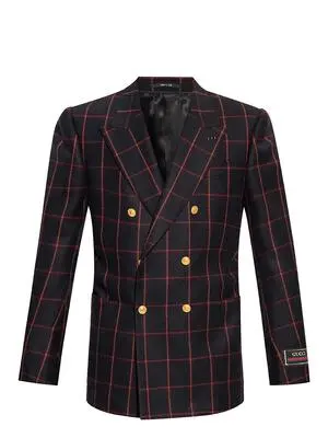 Gucci Wool Checked Blazer - Black