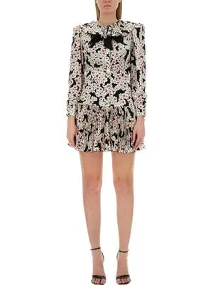 Alessandra Rich Floral Print Silk Mini Dress - Multicolor