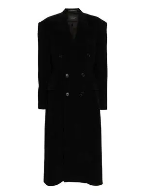 Balenciaga Cashmere And Wool Cinched Coat - Black