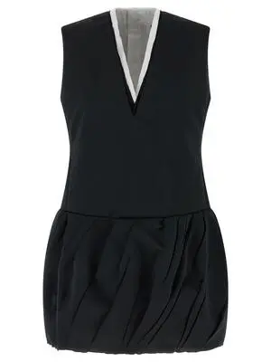 JIL SANDER Technical Duchesse Mini Dress - Black