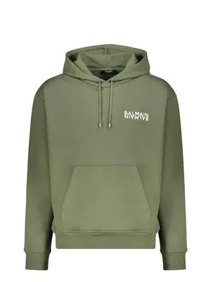 Balmain Logo Motif Hoodie - Green