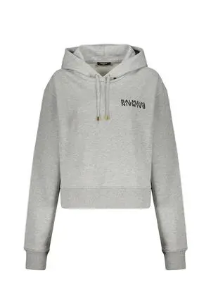 Balmain Logo Hoodie - Gray