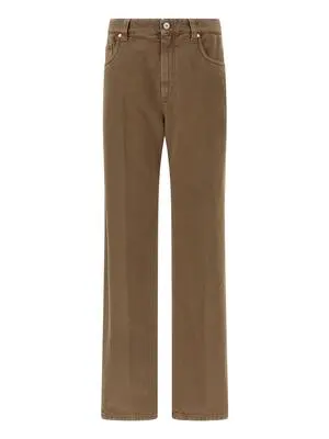 Brunello Cucinelli Brunello Cucinelli Garment-Dyed Denim Trousers Cream