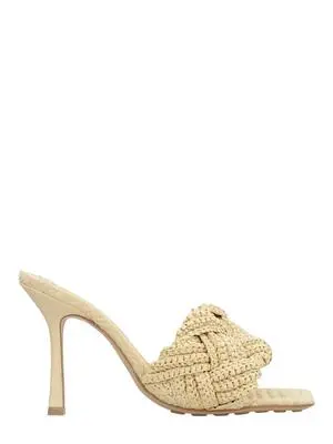 Bottega Veneta Lido Raffia Mules - Cream