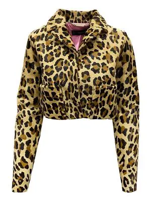 Dsquared2 Leopard Calf Hair Cropped Jacket - Brown
