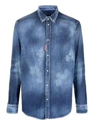 Dsquared2 Distressed Effect Denim Shirt - Blue
