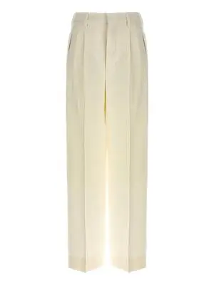 AMI Paris Tailored Wool Pleated Trousers - White