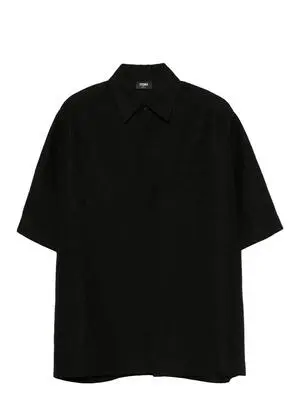 Fendi Linen Ff Jacquard Oversize Shirt - Black