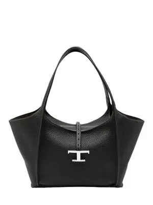 TOD'S Leather T Timeless Shopping Bag - Black