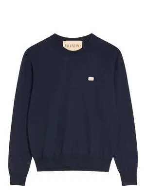 Valentino Garavani Wool Vlogo Patch Jumper - Blue