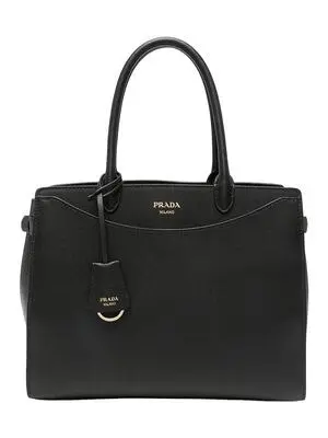 Prada Prelude Large Leather Tote Bag - Black