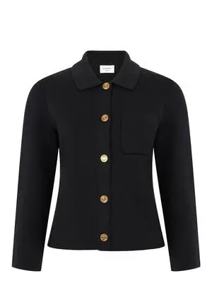 Saint Laurent Wool Polo Cardigan - Black