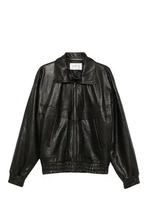 Saint Laurent Bubbled Lambskin Bomber Jacket - Black