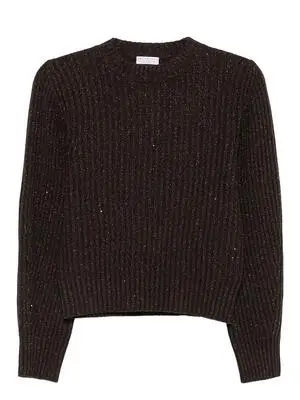 Brunello Cucinelli Cashmere And Wool Ribbed Sweater - Brown