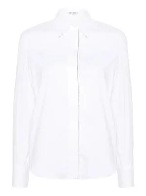 Brunello Cucinelli Stretch Cotton Poplin Shirt - White