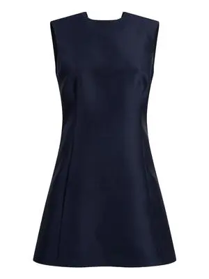 Balenciaga Wool Mini Dress With Button - Blue