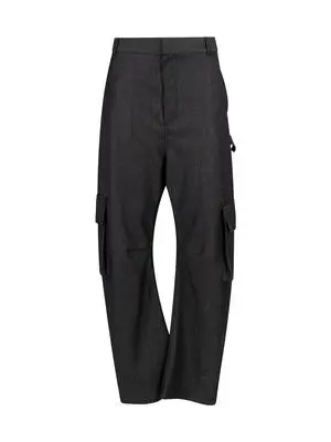 Balenciaga Barrel Leg Wool Cargo Pants - Blue