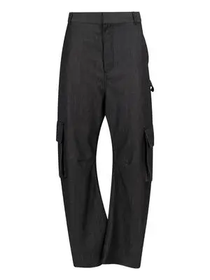 Balenciaga Barrel Leg Wool Cargo Pants - Blue