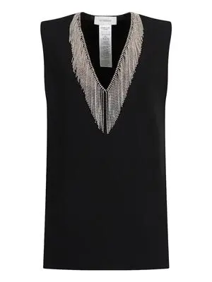 Sportmax Sleeveless Top With Rhinestone - Black