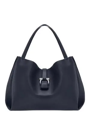 FERRAGAMO Large Leather Softened Tote Bag - Blue