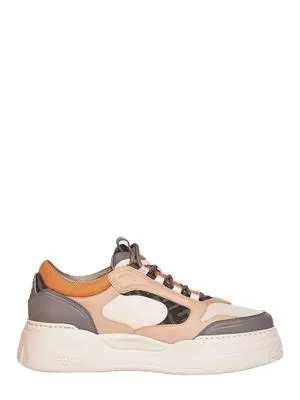 Fendi FENDI Force Leather Sneakers With FF Jacquard And Mesh Details Multicolor