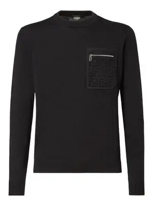 Fendi Breast Pocket Wool Pullover - Black
