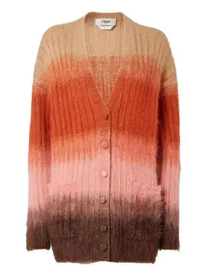 Fendi Gradient Mohair And Wool Oversized Cardigan Multicolor