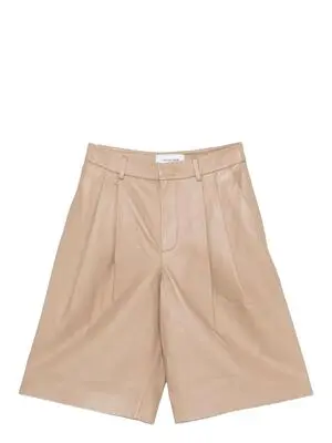 YVES SALOMON Pleated Leather Bermudas - Multicolor