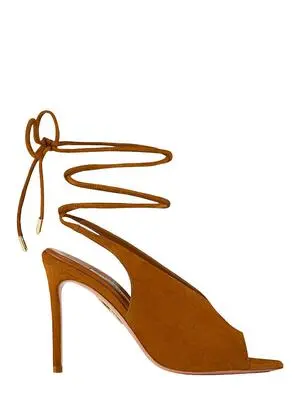 AQUAZZURA Lais Suede Sandal 85 - Brown