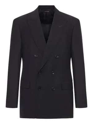 TOM FORD TOM FORD High Twist Double Breasted Wool Jacket Black