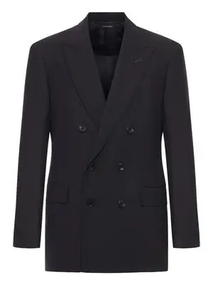 TOM FORD High Twist Double Breasted Wool Jacket - Black