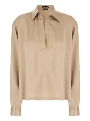 TOM FORD Tom Ford Women Peach-Feel Silk Satin Polo