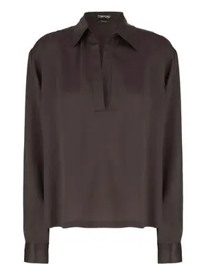TOM FORD TOM FORD Silk Satin Polo Brown