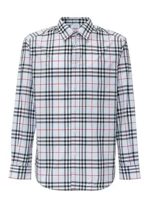 Burberry Checked Cotton Shirt - Blue