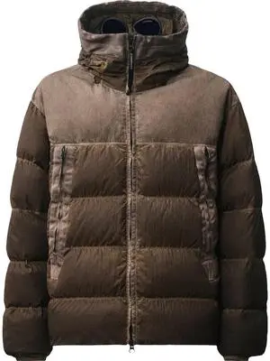C.P. COMPANY Goggle-detail Quilted Jacket - Brown