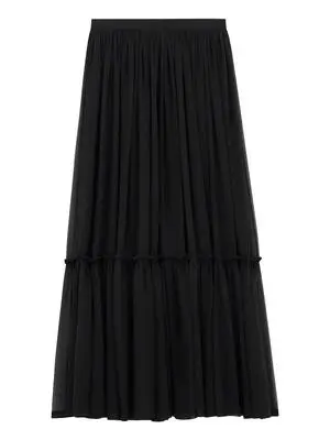 Saint Laurent Silk Crepe Muslin Skirt - Black
