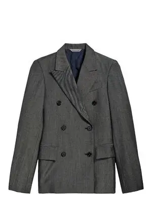Balenciaga Double-breasted Tailored Jacket In Wool Twill In Denim Look - Blue