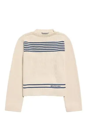 Balenciaga Cotton Ribbed Knit Boatneck Sweater - Multicolor
