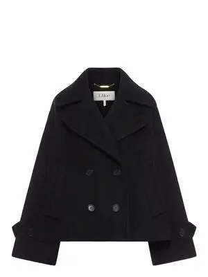 Chloé Oversized Wool Short Coat - Black