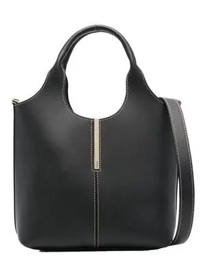 TOD'S Tod's Women Leather Mini Tote Bag With Branded Metal Bar Accessory Black