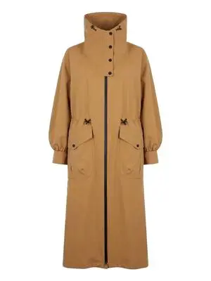 Herno Long Funnel-neck Trench Coat - Brown