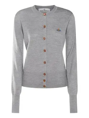 VIVIENNE WESTWOOD Bea Ribbed-knit Cardigan - Gray