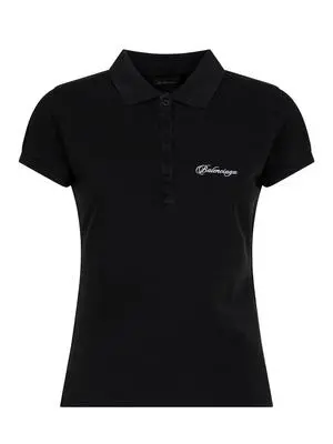 Balenciaga Fitted Polo With Logo Embroidery - Black