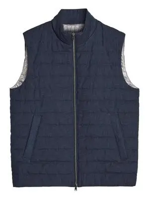 Herno Linen Down Gilet - Blue
