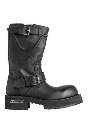 Balenciaga Venom Boots In Worn-out Effect Leather - Black