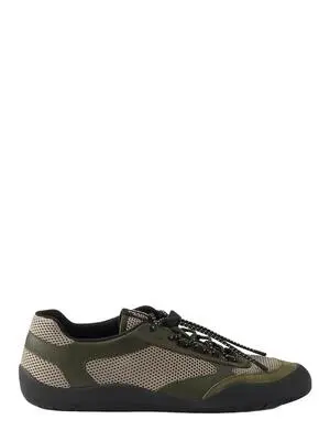 Prada Speedrock Leather And Mesh Fabric Sneakers - Green