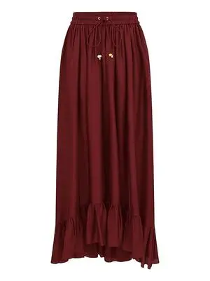 Zimmermann Aster Silk Maxi Skirt - Red