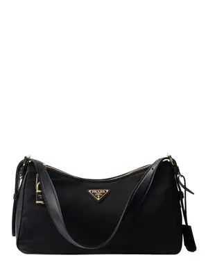 Prada Aimée Large Re-nylon And Leather Shoulder Bag - Black